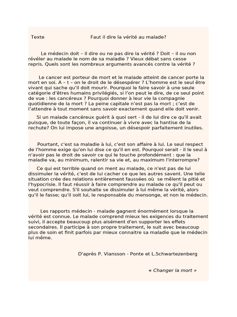 Analyse Faut Il Dire La Vérité | PDF