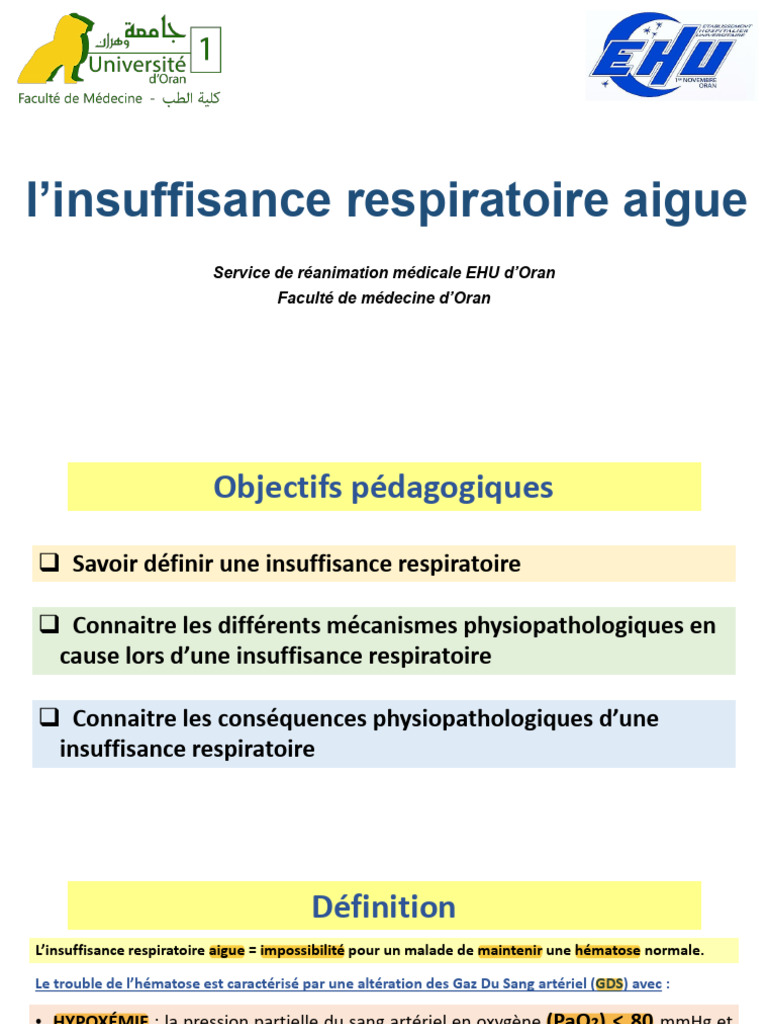 11-Physiopathologie Lâ Insuffisance Respiratoire | PDF