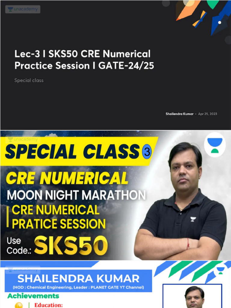 Lec3 I SKS50 CRE Numerical Practice Session I GATE2425 No Anno | PDF