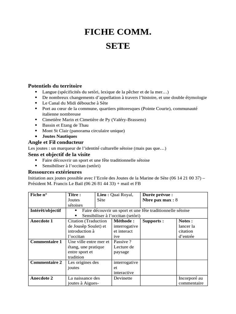 Fiche Comm Sete | PDF