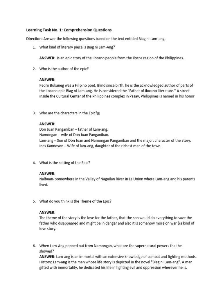 Biag ni Lam-ang Epic Analysis | PDF | Language Arts & Discipline | Poetry