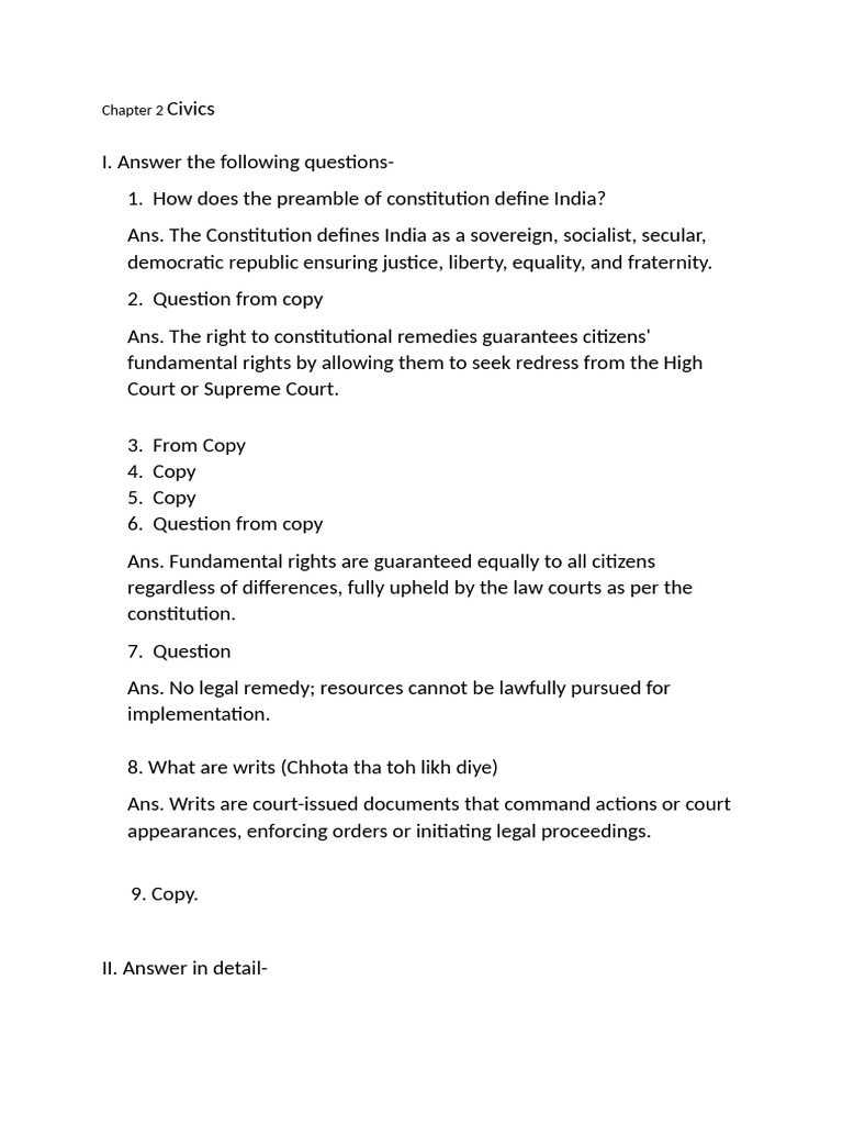 Chapter 2 Civics | PDF