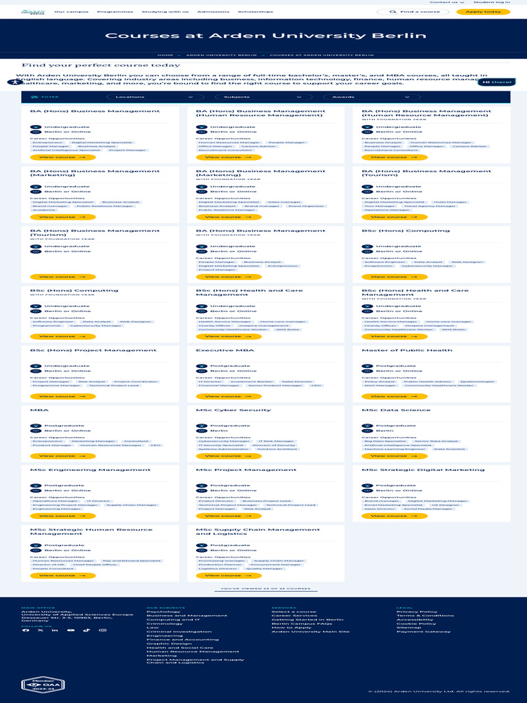 Programmes - Arden University | PDF