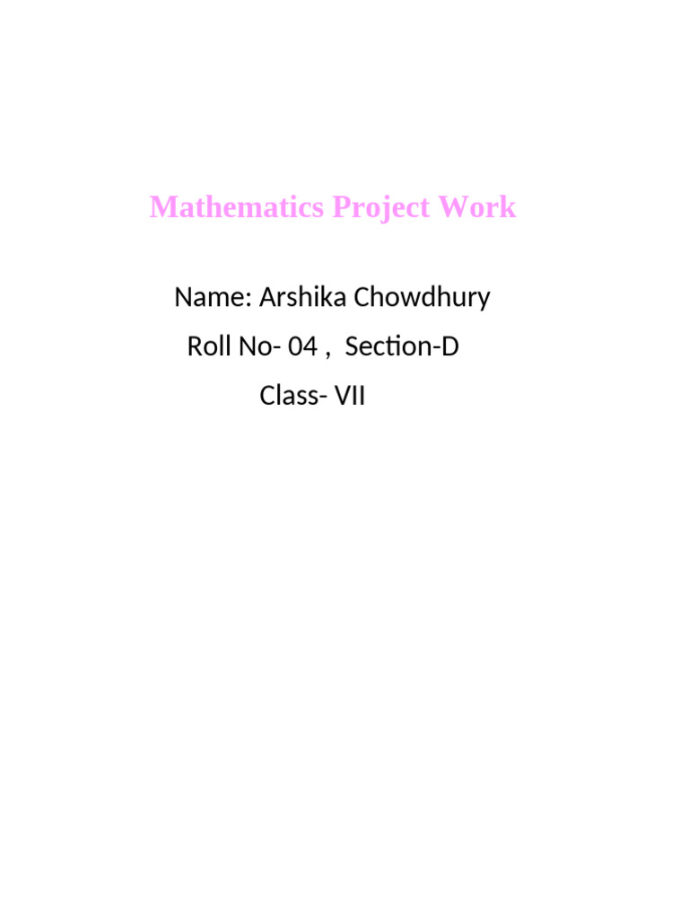 Arshika's Maths Project Work | PDF