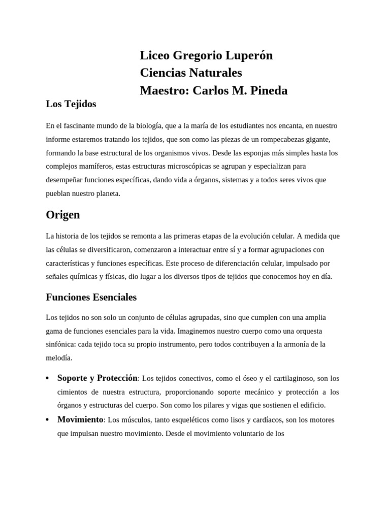 Anatomía Y Función De Los Tejidos Pdf