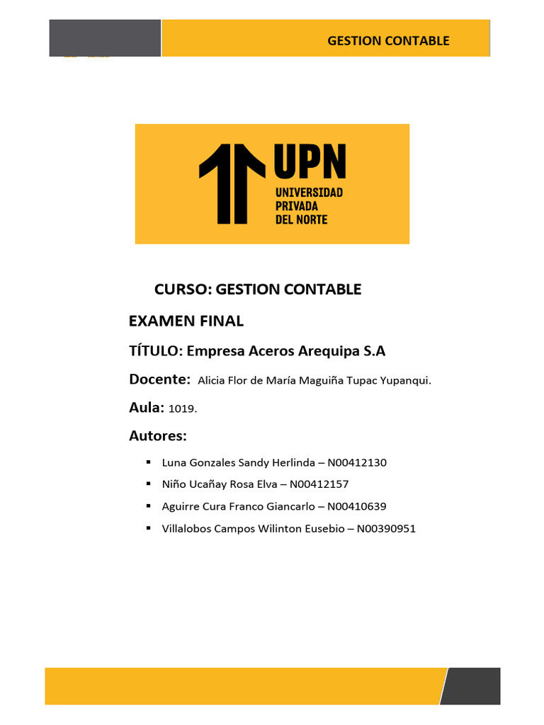 EF - GESTION CONTABLE - LUNA - NIÑO - AGUIRRE - VILLALOBOS Oka | PDF