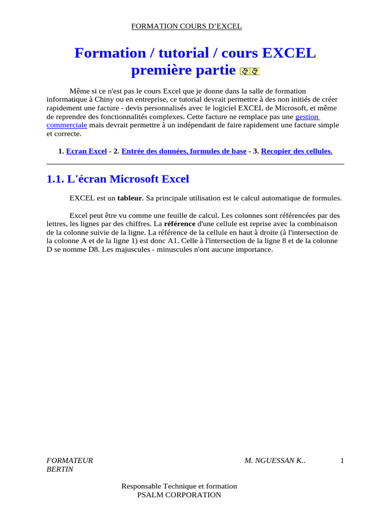 Formation MS EXCEL | PDF