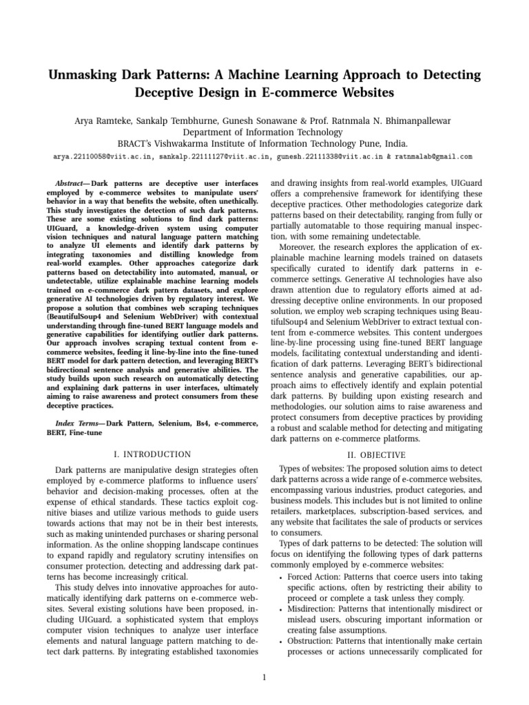Detecting E-commerce Dark Patterns | PDF | Machine Learning | E Commerce