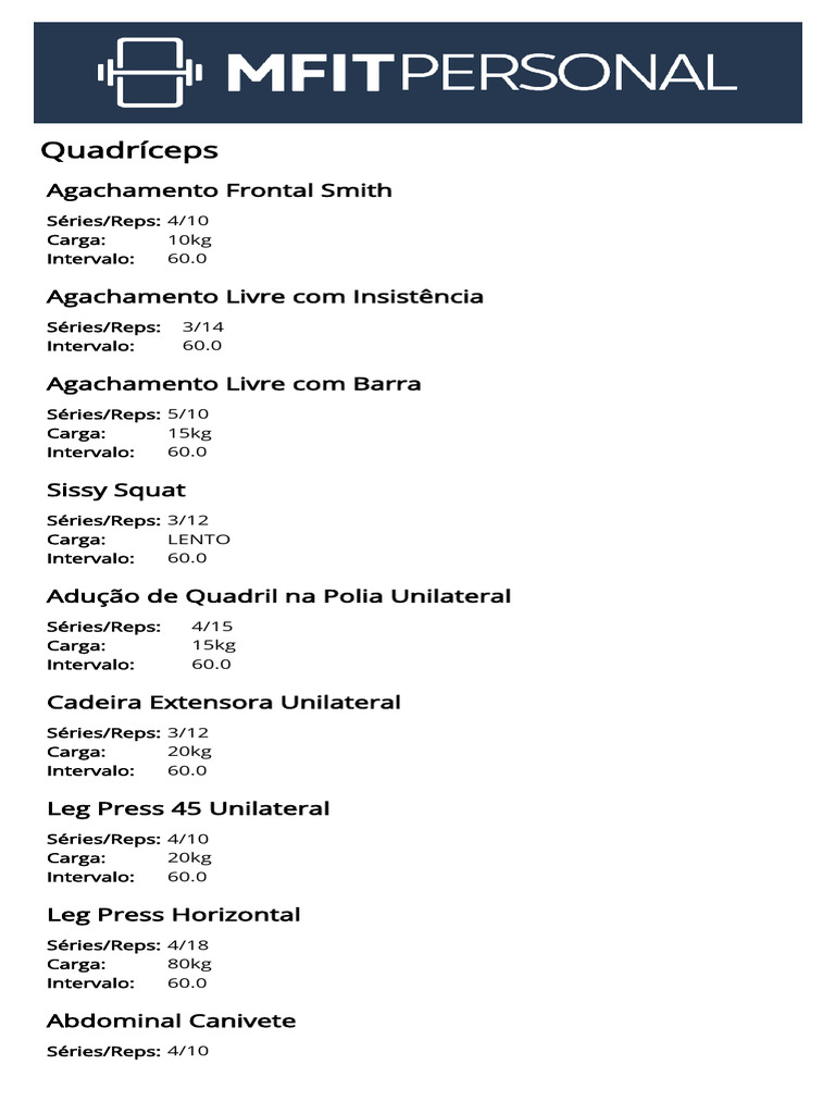 Treino - Quinta | PDF