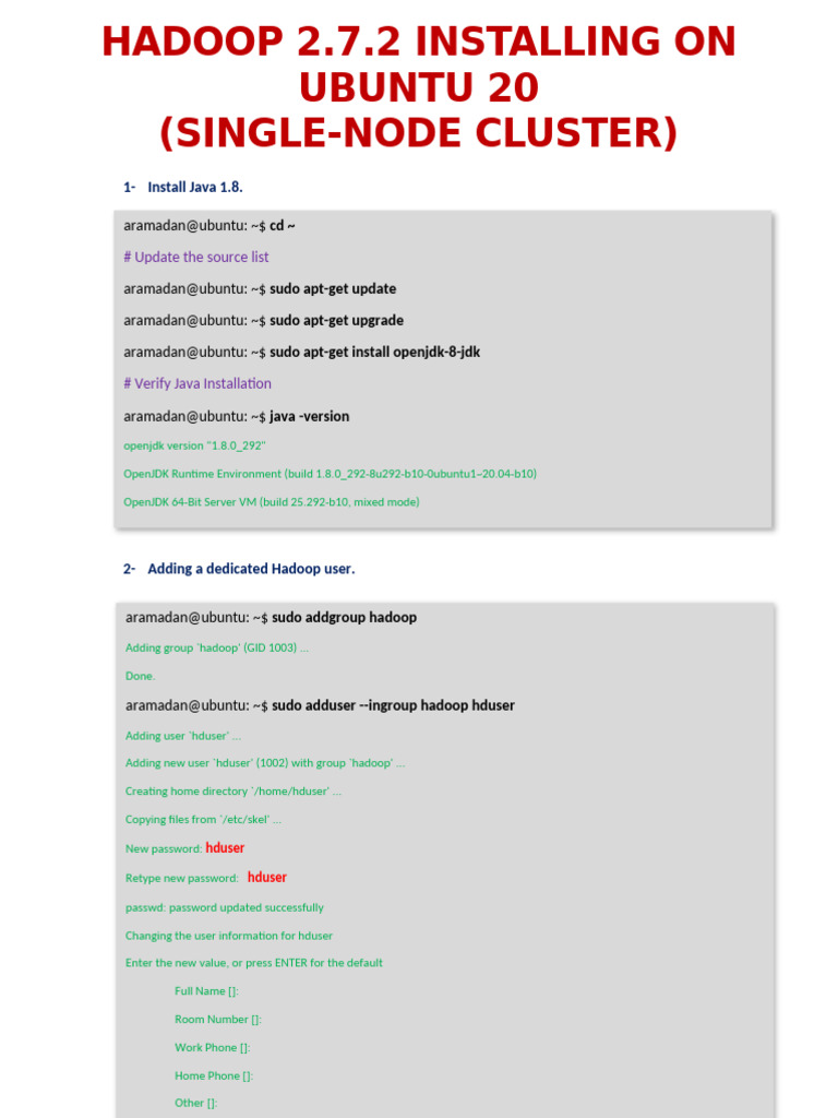 Hadoop Single Node Installation | PDF | Apache Hadoop | Secure Shell