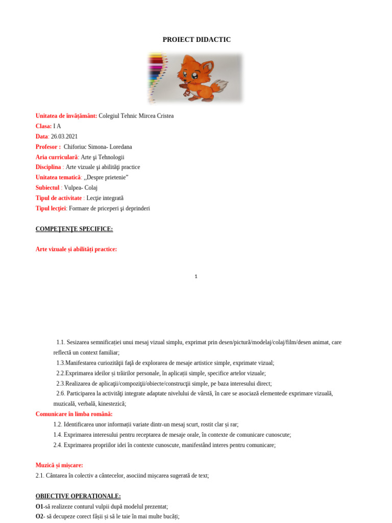 Proiect Avap Clasa I | PDF