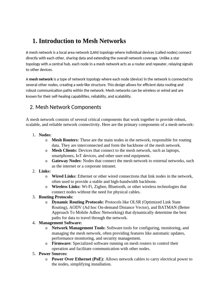 Introduction to Mesh Networks | PDF