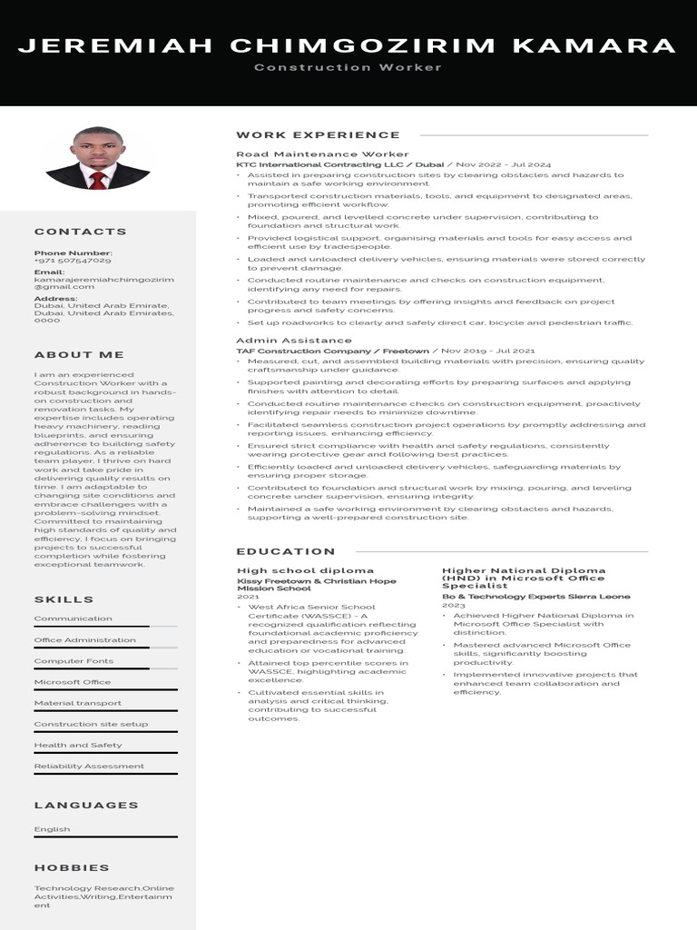 Construction Worker Cv Pdf 4369