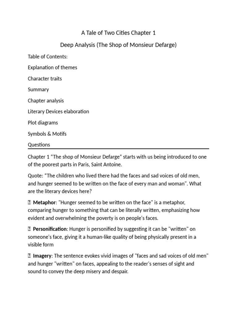 A Tale of Two Cities Chapter 1 | PDF | A Tale Of Two Cities | French ...