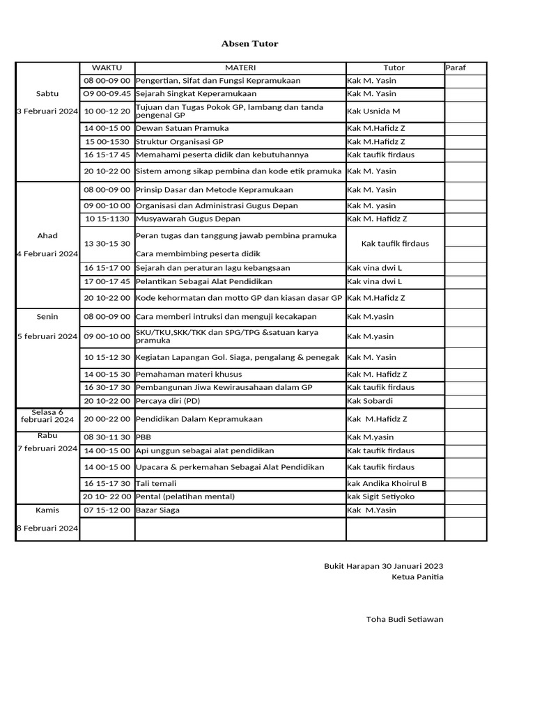 Absen Tutor | PDF