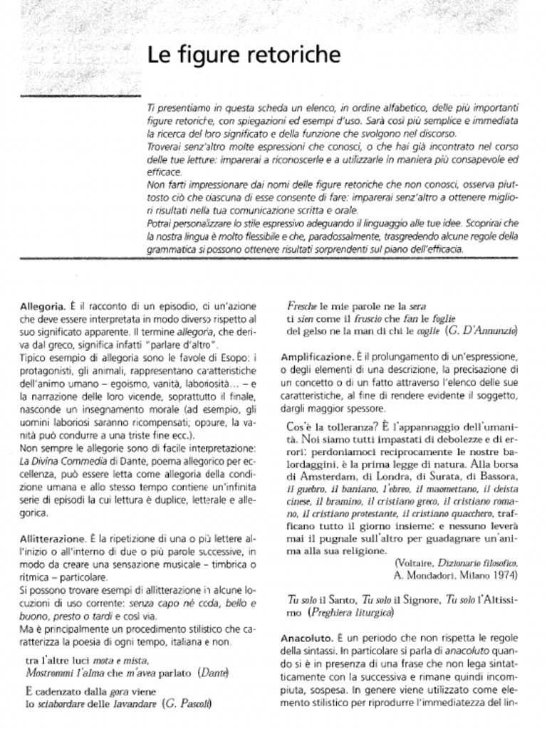 Dizionarietto Figure Retoriche | PDF