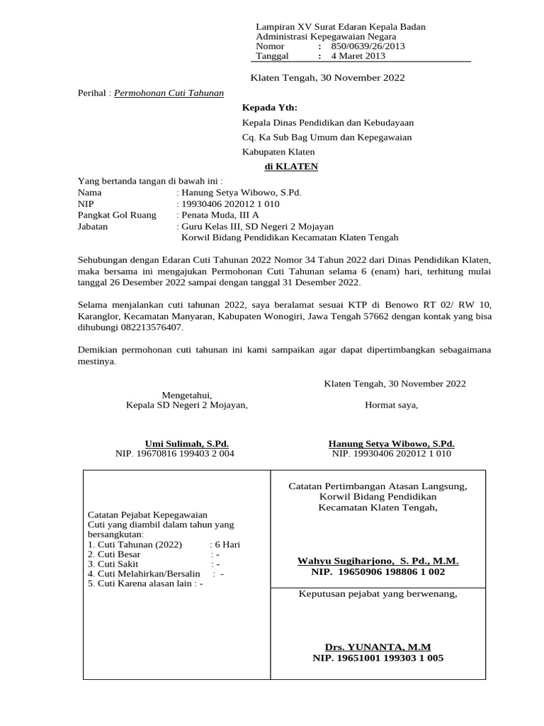 Ijin Cuti - Dani 2022 | PDF