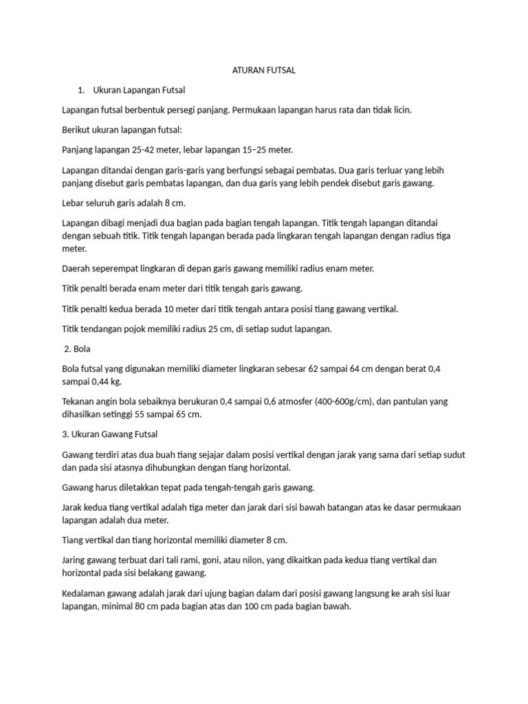 ATURAN FUTSAL FIX | PDF