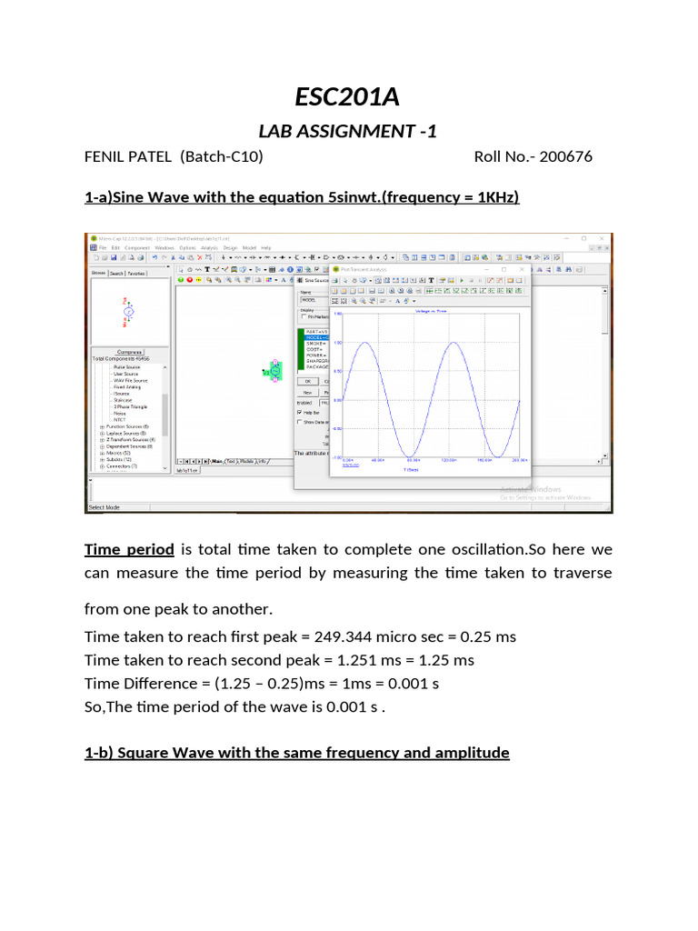 ESC201A Lab Assignment1 | PDF
