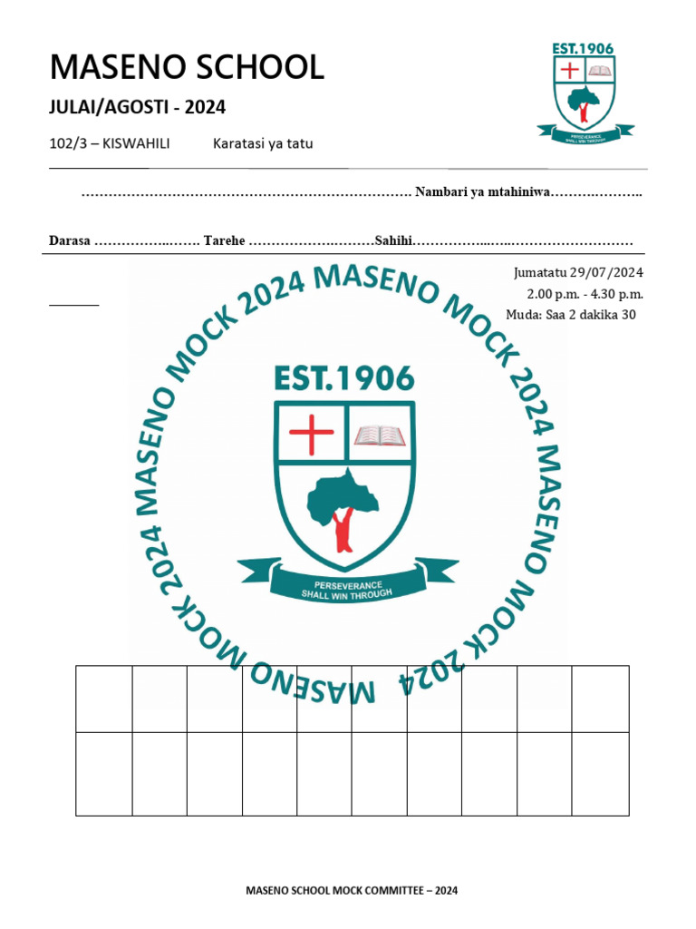 KISWAHILI PAPER 3 MOCK 2024 | PDF