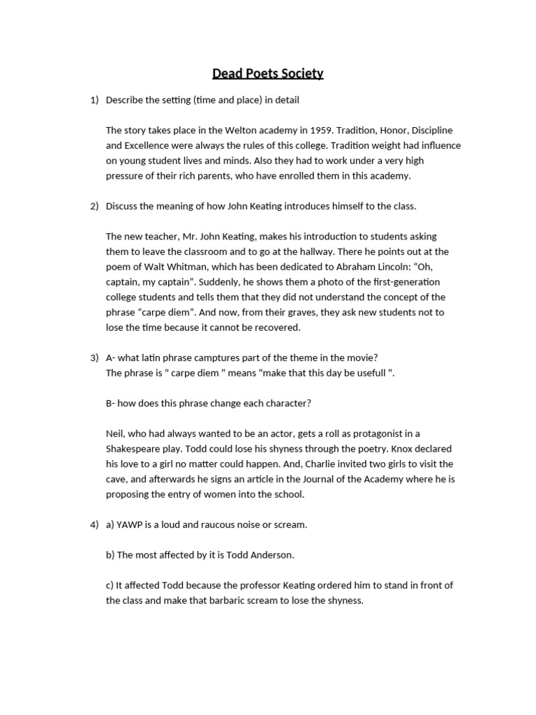 Dead Poet Society | PDF