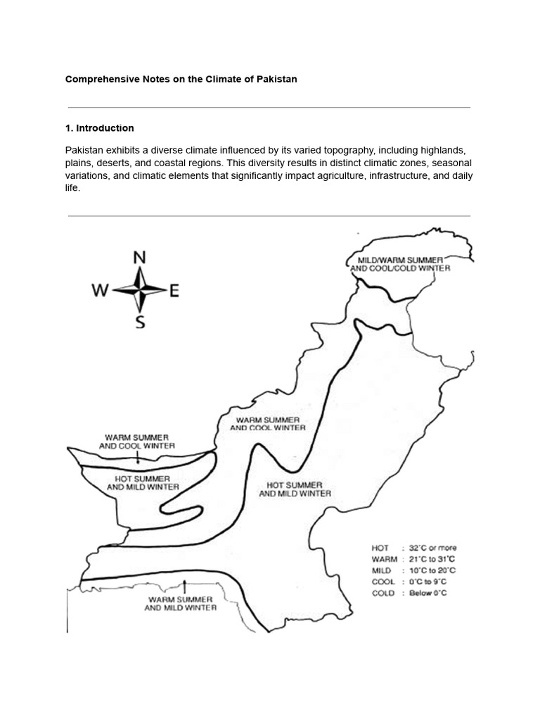 Comprehensive Notes On The Climate of Pakistan | PDF