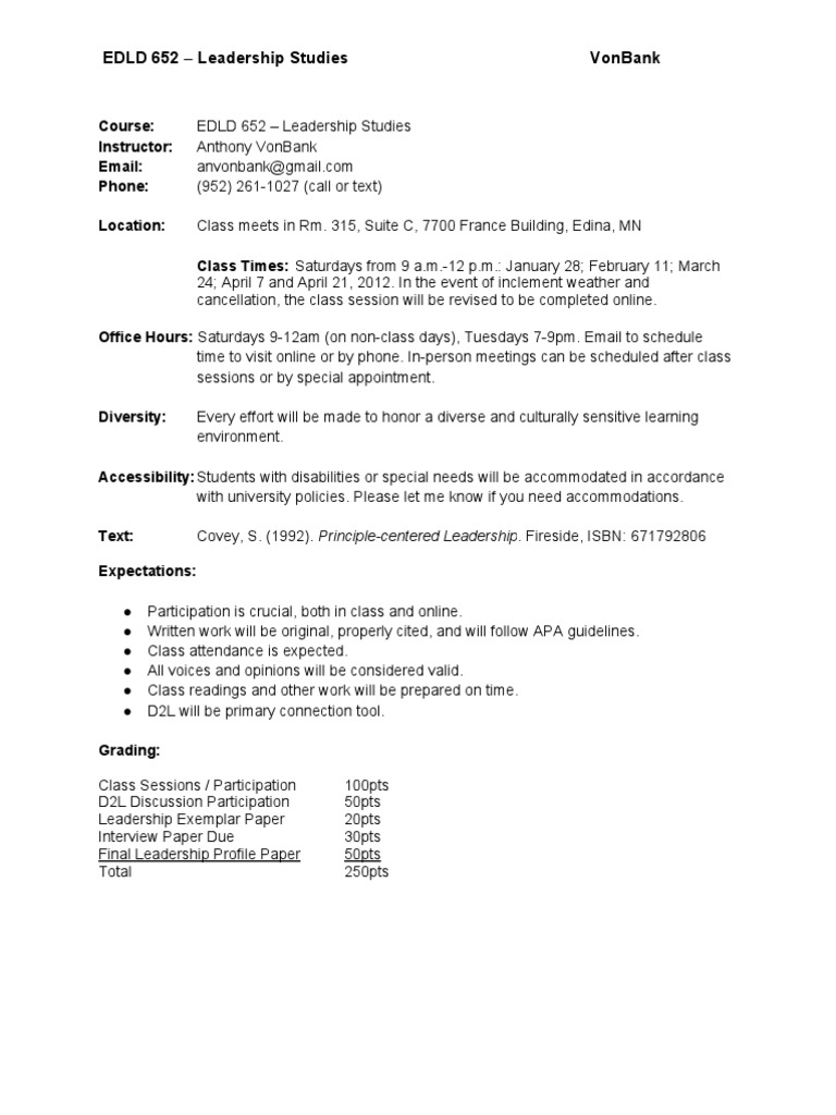 EDLD 652 - Leadership Studies | PDF | Interview | Leadership