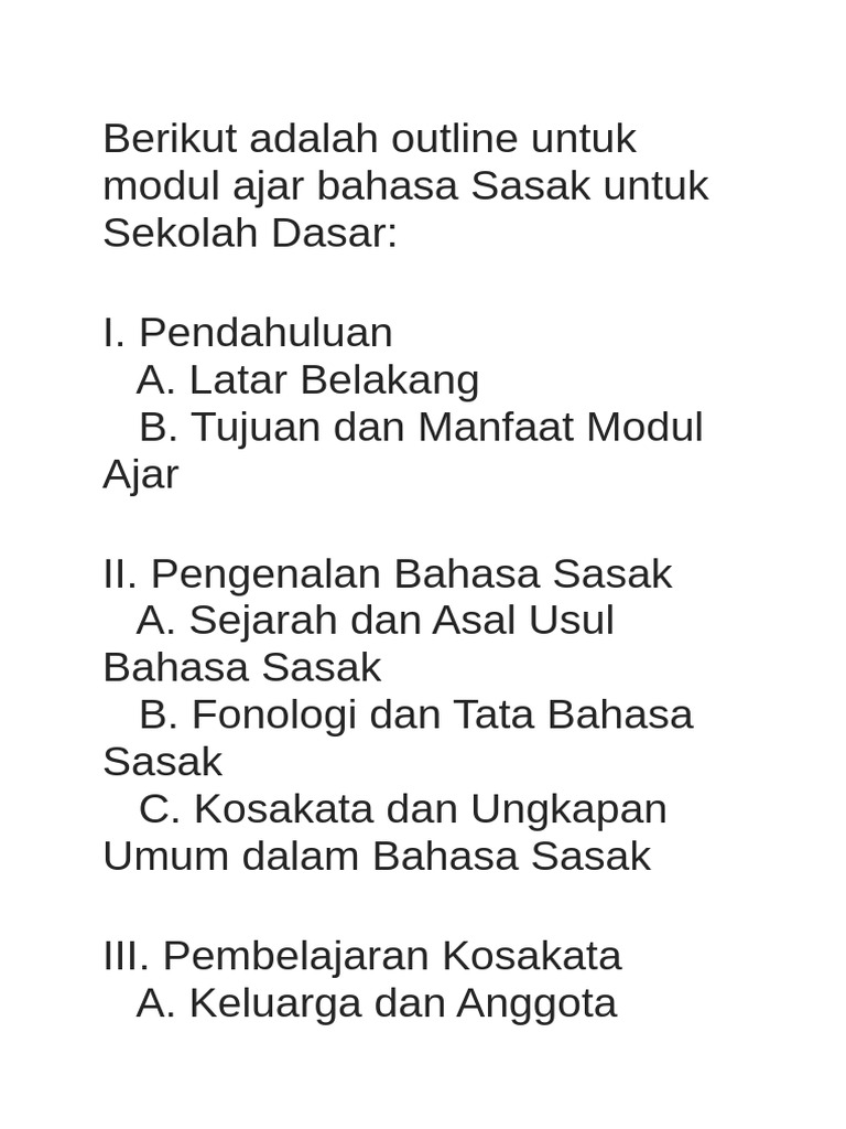 OUTLINE MODUL AJAR | PDF