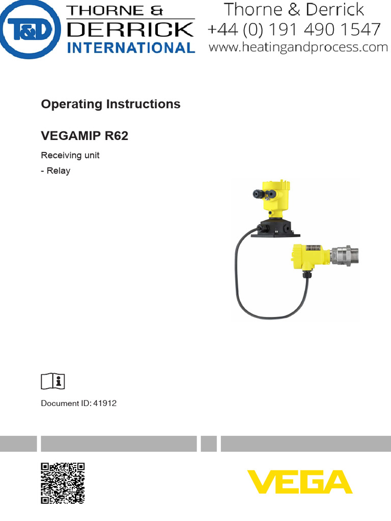VEGA Level Switch VEGAMIP R62 Radar Level Switch Operating Instructions ...