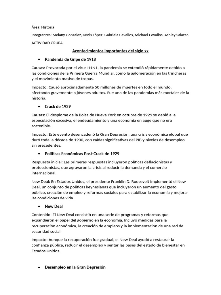 Actividad Grupal. Proyecto Historia | PDF