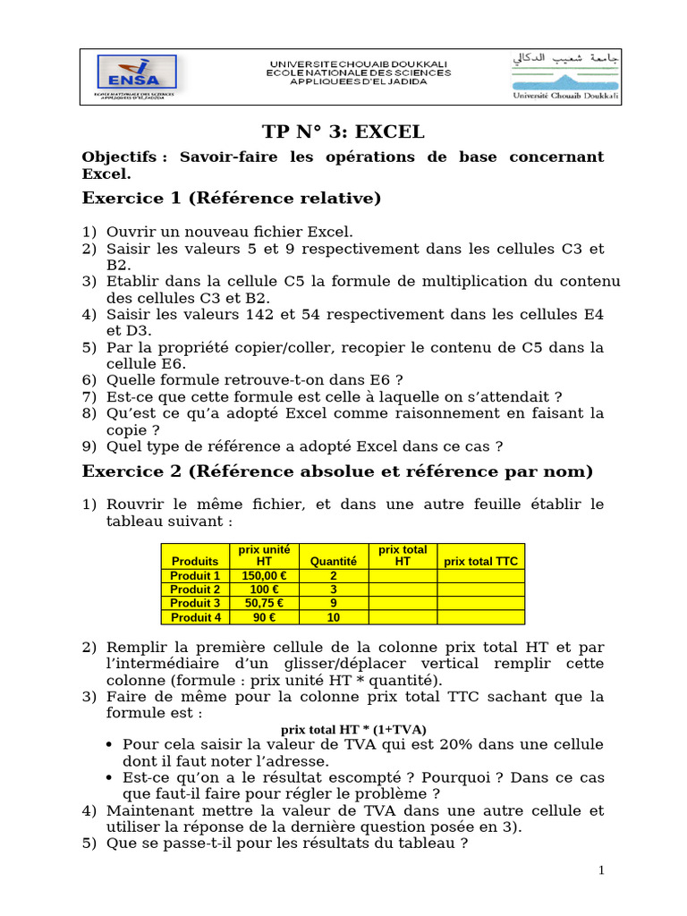 TP Excel 1 | PDF