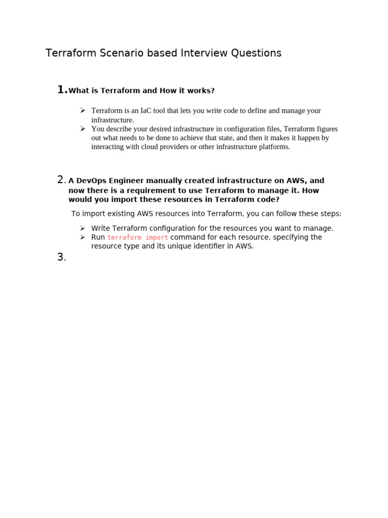 Terraform Scenario Based Interview Questions | PDF