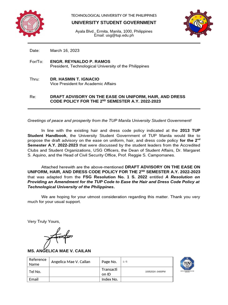 Advisory On Hair and Dress Code Guidelines | PDF