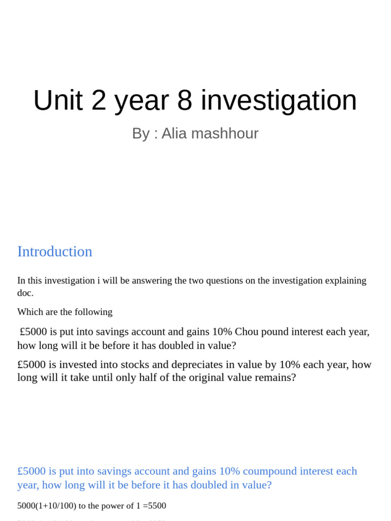 Unit 2 Year 8 Investigation | PDF