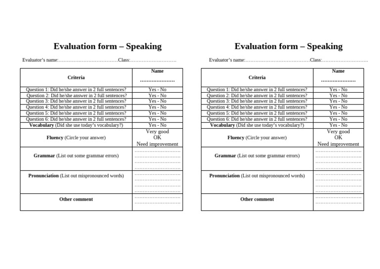 Handout 2.speaking - Evaluation.Pairwork | PDF