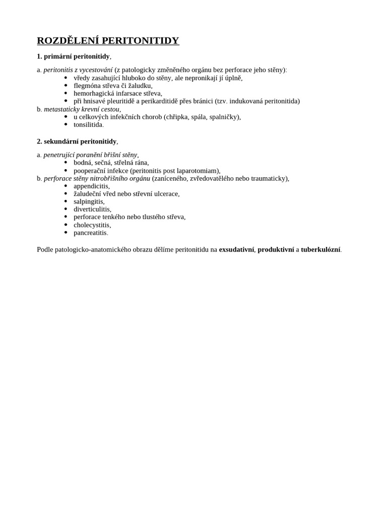 NPB - Rozdeleni Peritonitidy | PDF
