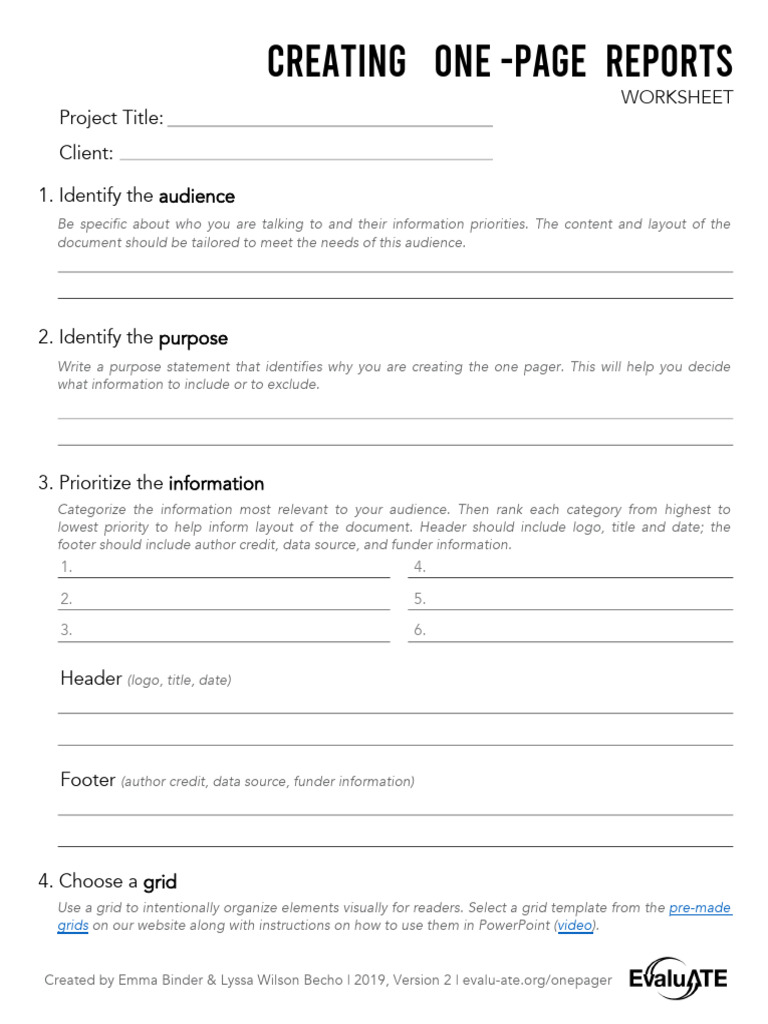 OnePager Worksheet | PDF | Page Layout | Computers