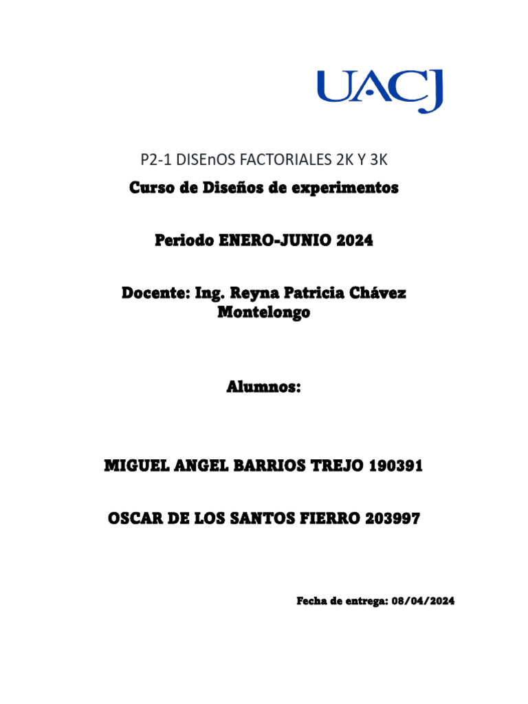 P21 Diseño de Experimentos UACJ | PDF