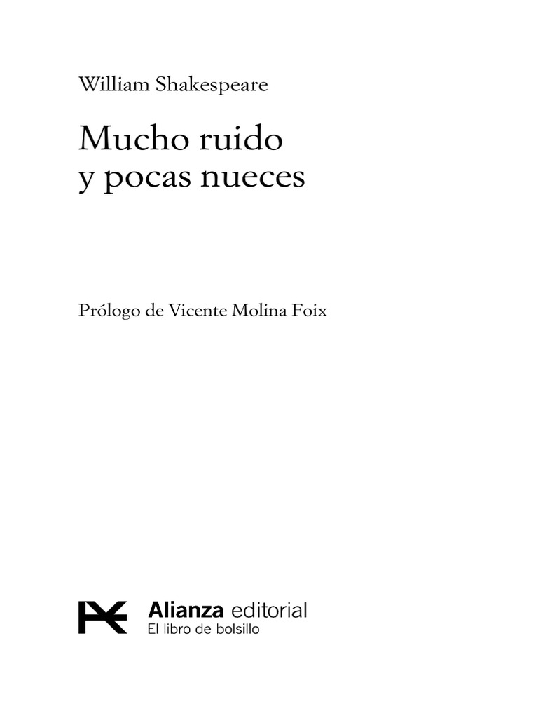 Mucho Ruido y Pocas Nueces | PDF | William Shakespeare | Clásicos