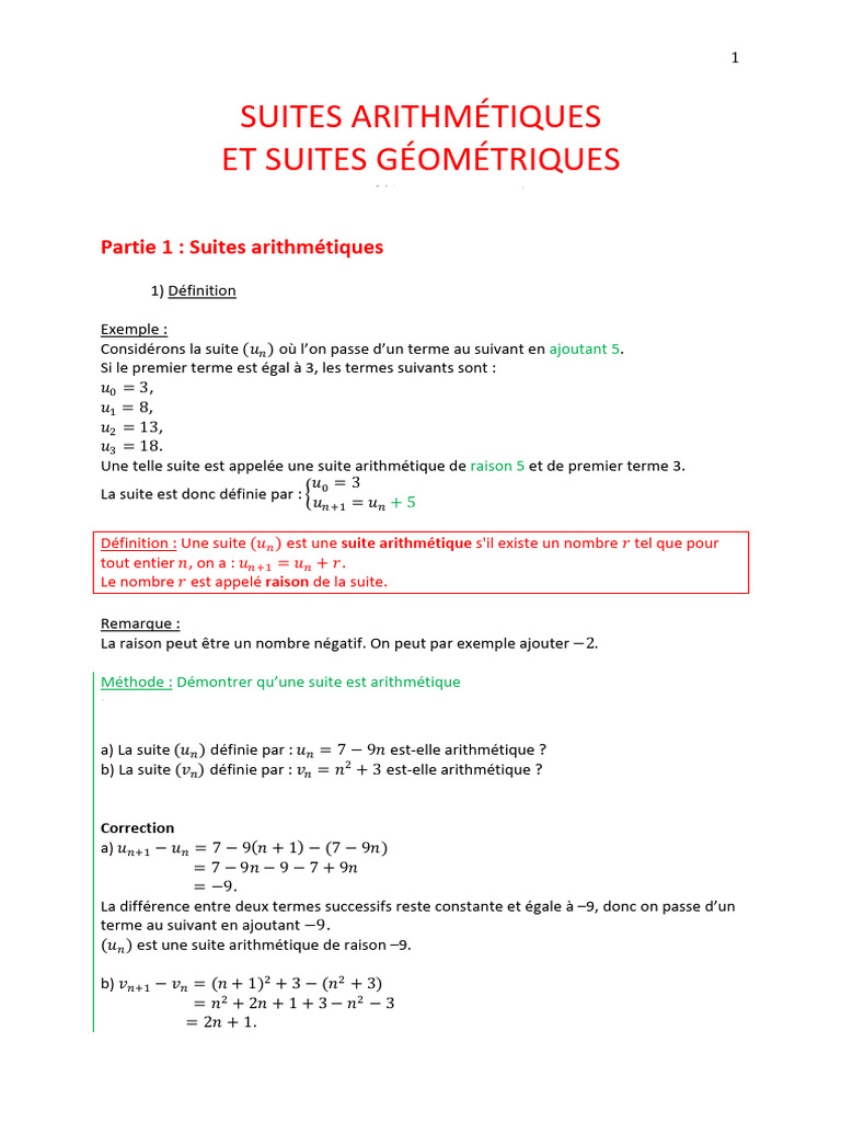 Suite arith et Géometrique | PDF