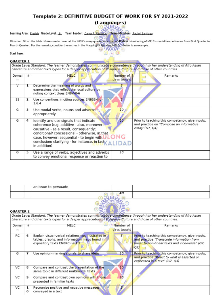 DBOW English 8 | PDF
