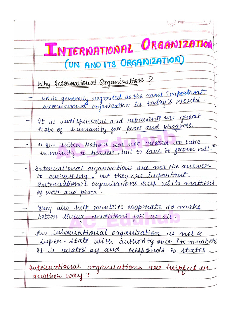 International Org. Class 12 Notes | PDF