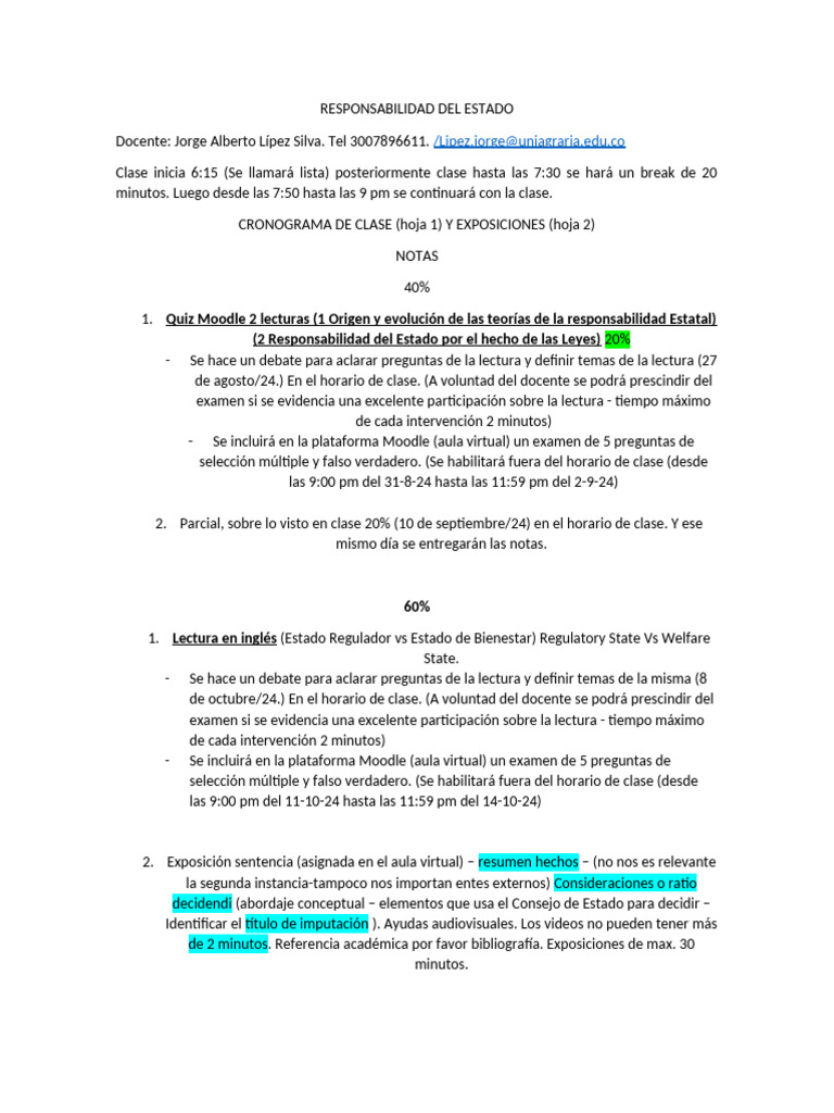 Cronograma de Notas y Exposiciones | PDF