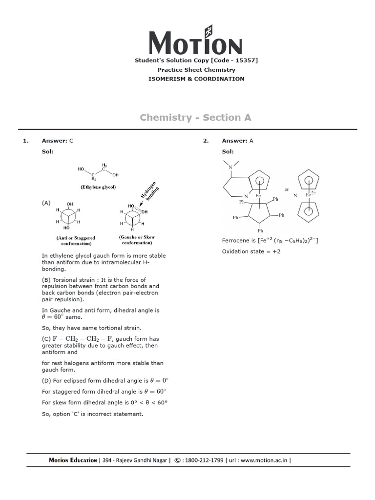 Sol._ Isomerism, Coordination | PDF