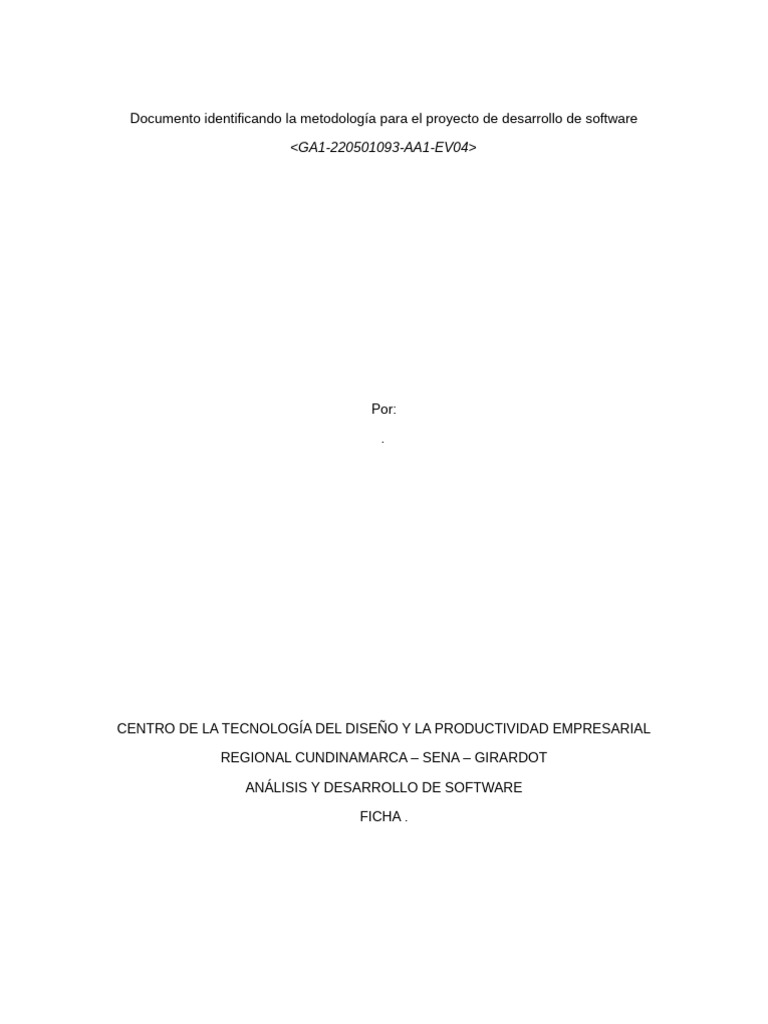 Documento Identificando La Metodología para El Proyecto de Desarrollo de Software | PDF ...