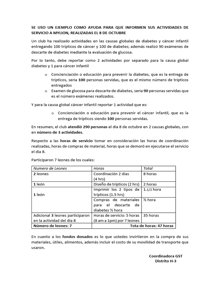 Ejemplo para Reportar A Mylion | PDF
