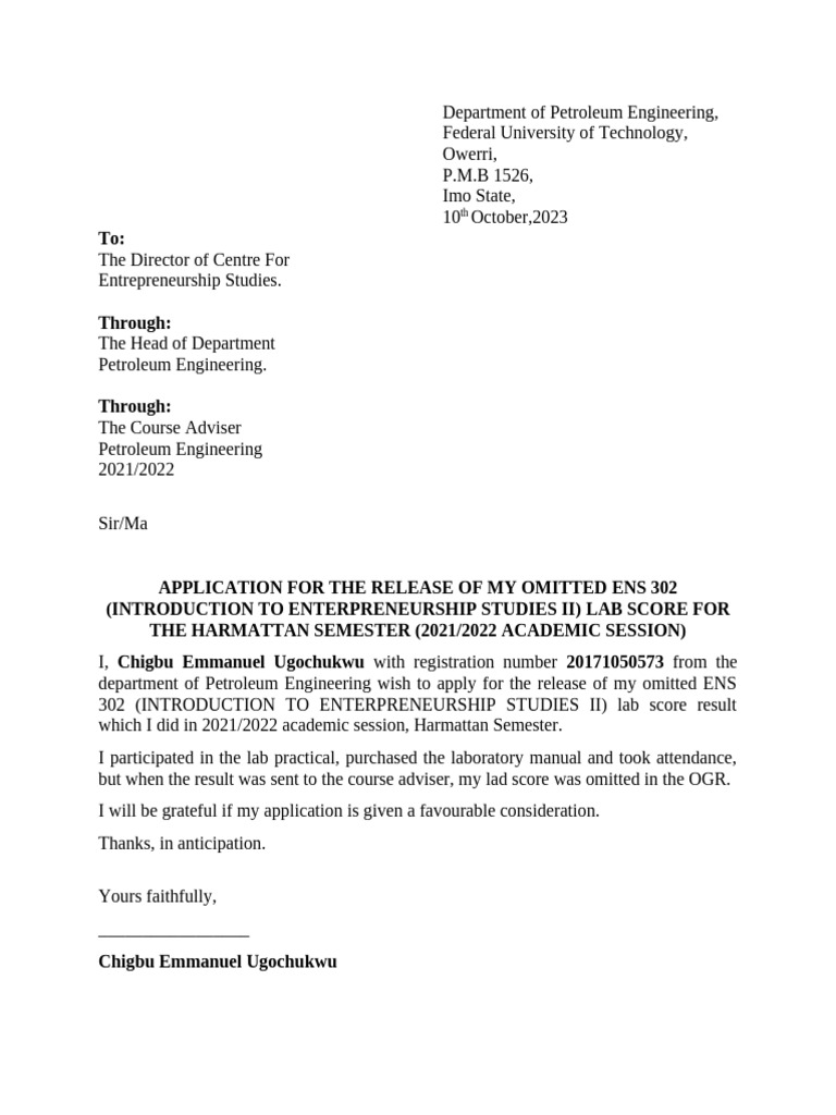 ENS Application Letter | PDF
