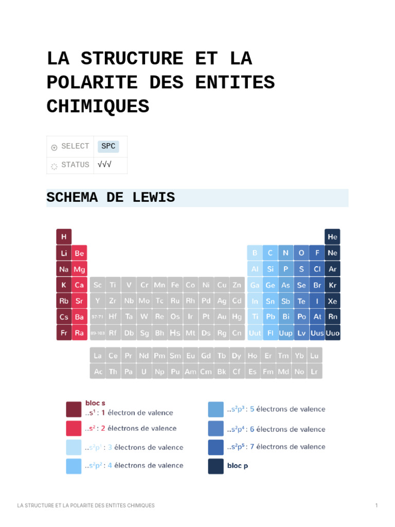 La Structure Et La Polarite Des Entites Chimiques | PDF
