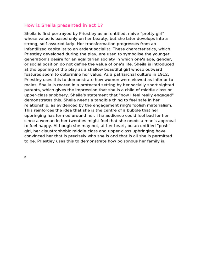 How Is Sheila Presented in Act 1 | PDF