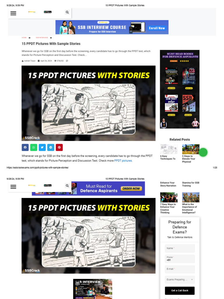 15 PPDT Pictures With Sample Stories | PDF
